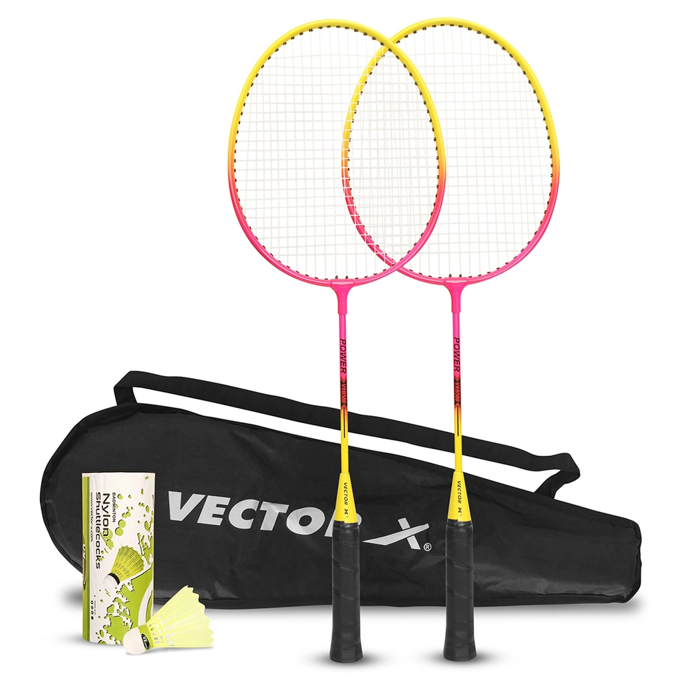 VECTOR X VXB-580 24 inches 2 Racquet & Shuttle Set With Full Cover Pink ...