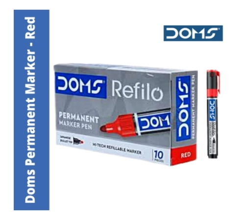 Doms Refilo Permanent Marker Pen - Red Color