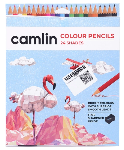 Camlin Long Colour Pencils 24 Shades (175mm Long)