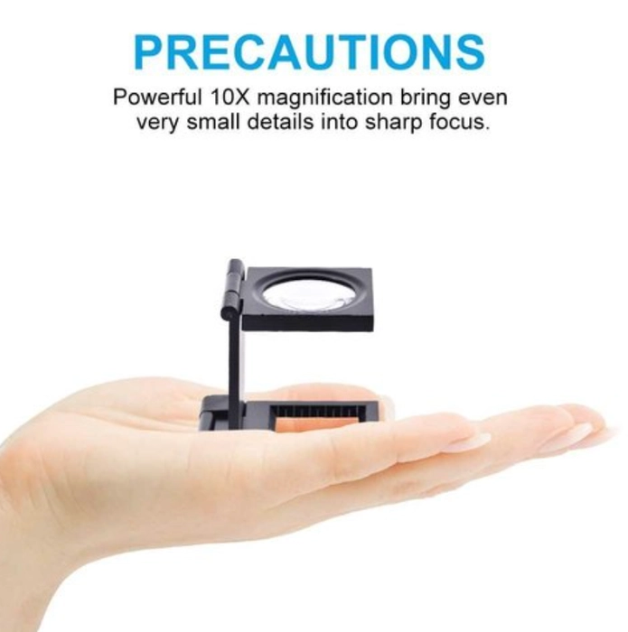 Foldable 10x Magnifying Glass Microscope with Precision Scale