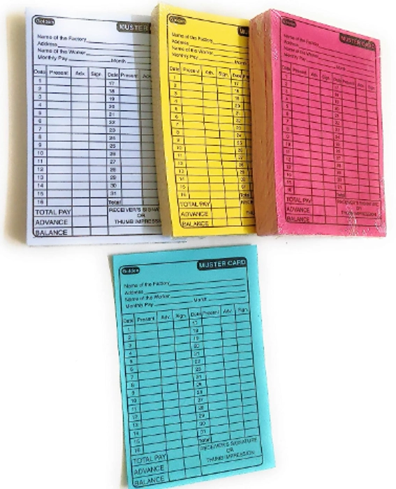 Daily Wages Muster Card Register Workers Attendance Slip