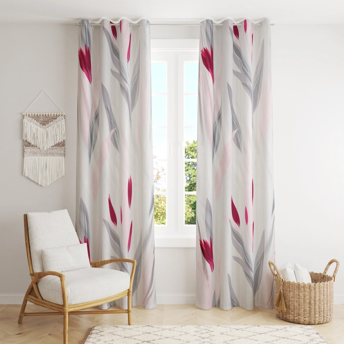 Beautiful Tulip Design Curtains - (Pack of 2 Pieces) - Bosk N Hosk