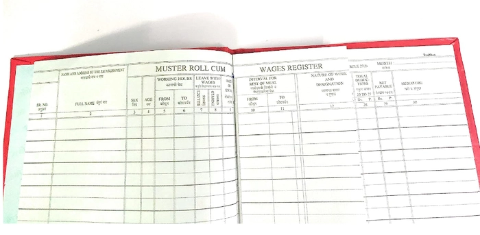 Daily Wages Muster Card Register Workers Attendance Slip