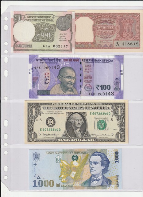 Banknotes Insert Sheets - 4 Divider - 5 Sheets