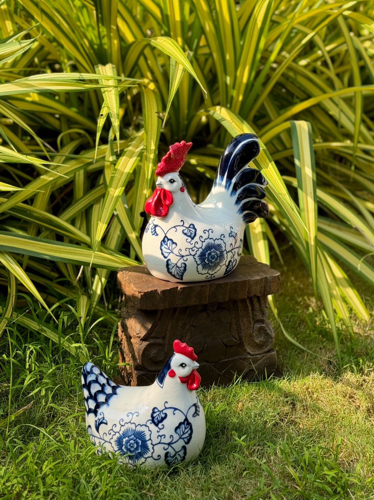 Pair of Ceramic Rooster - HeartFul Craft