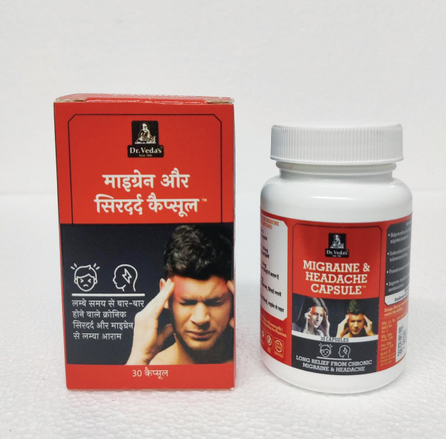 Dr. Veda's Migraine and Headache Capsules - 30 Capsules, Pack of 2 ...