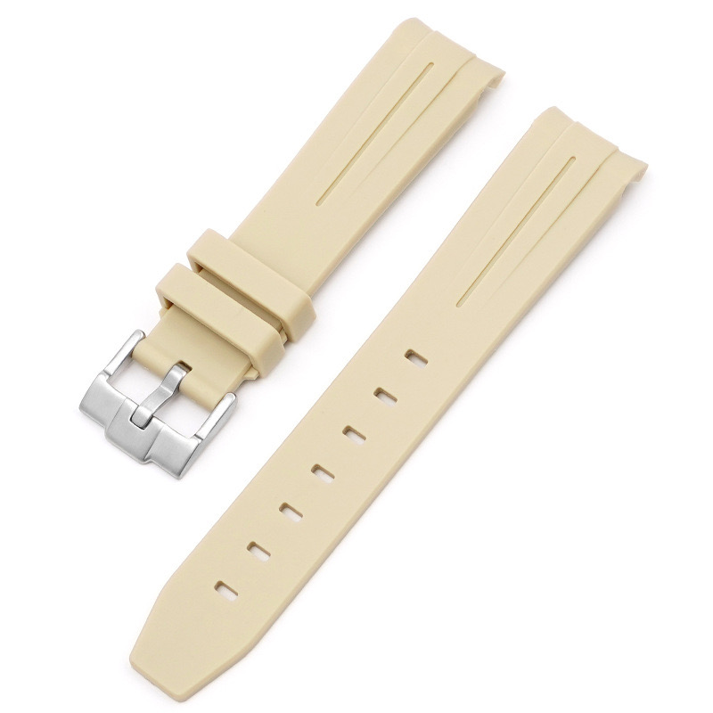 Premium Beige Curved End Rubber Strap | Shop Now