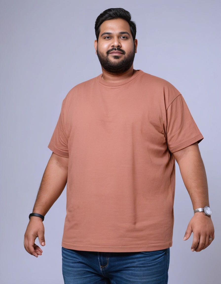 Plus Size Solid Baby Peach Round Neck T-Shirt | Kids Fashion