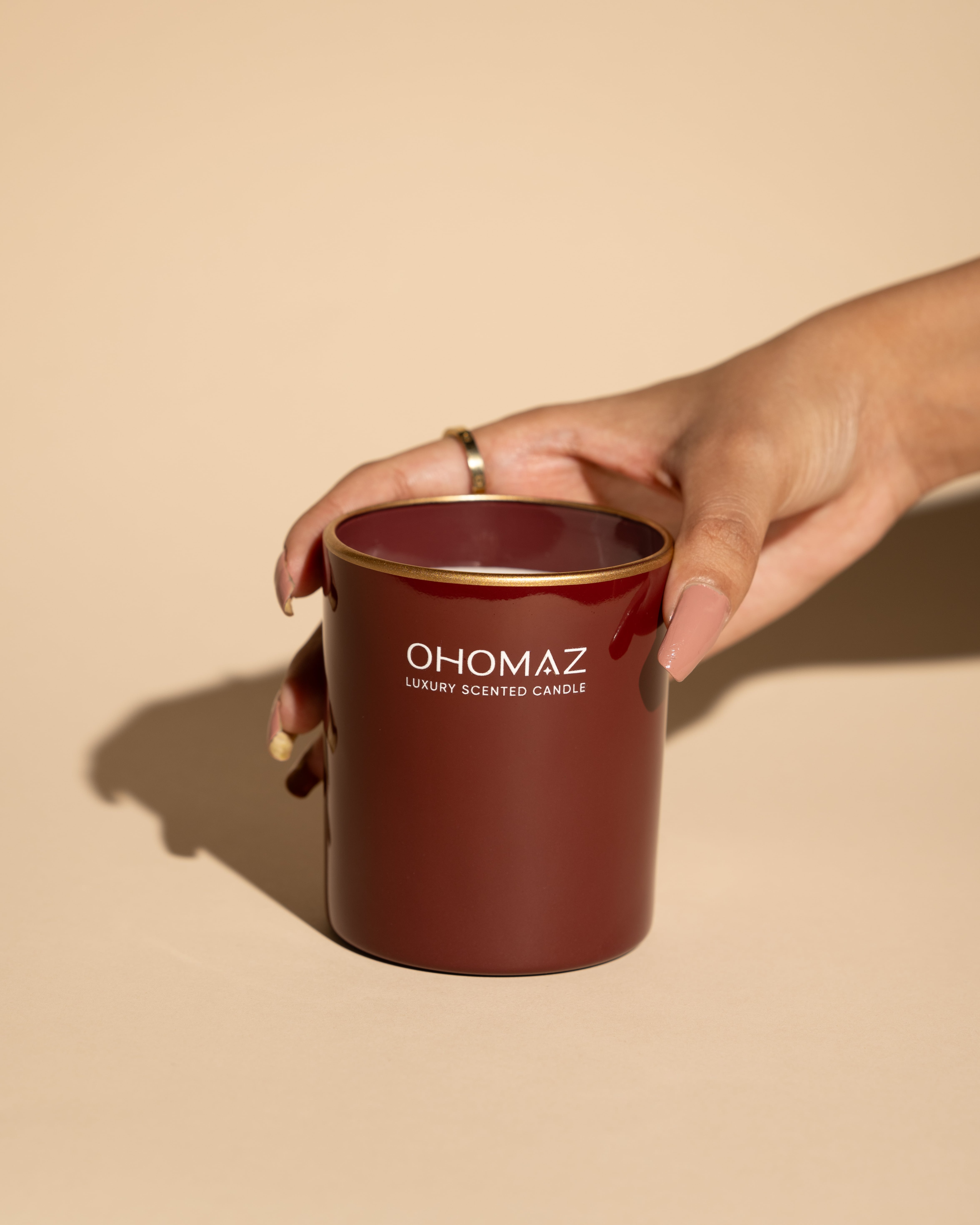 Majestic Maroon with Gold Rim Premium Soy Wax Container Candle - Ohomaz ...