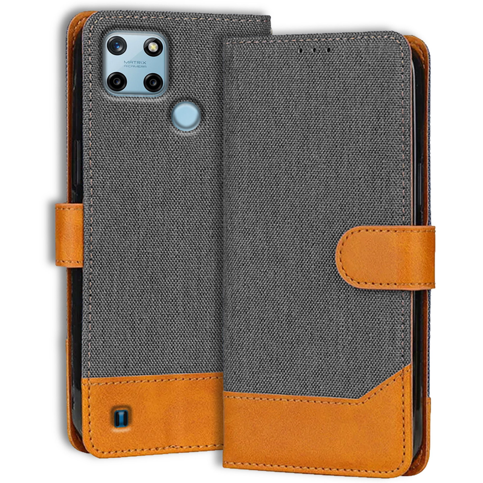 Realme C25Y Denim Leather Flip Cover | Dual Color | Sleek & Durable ...