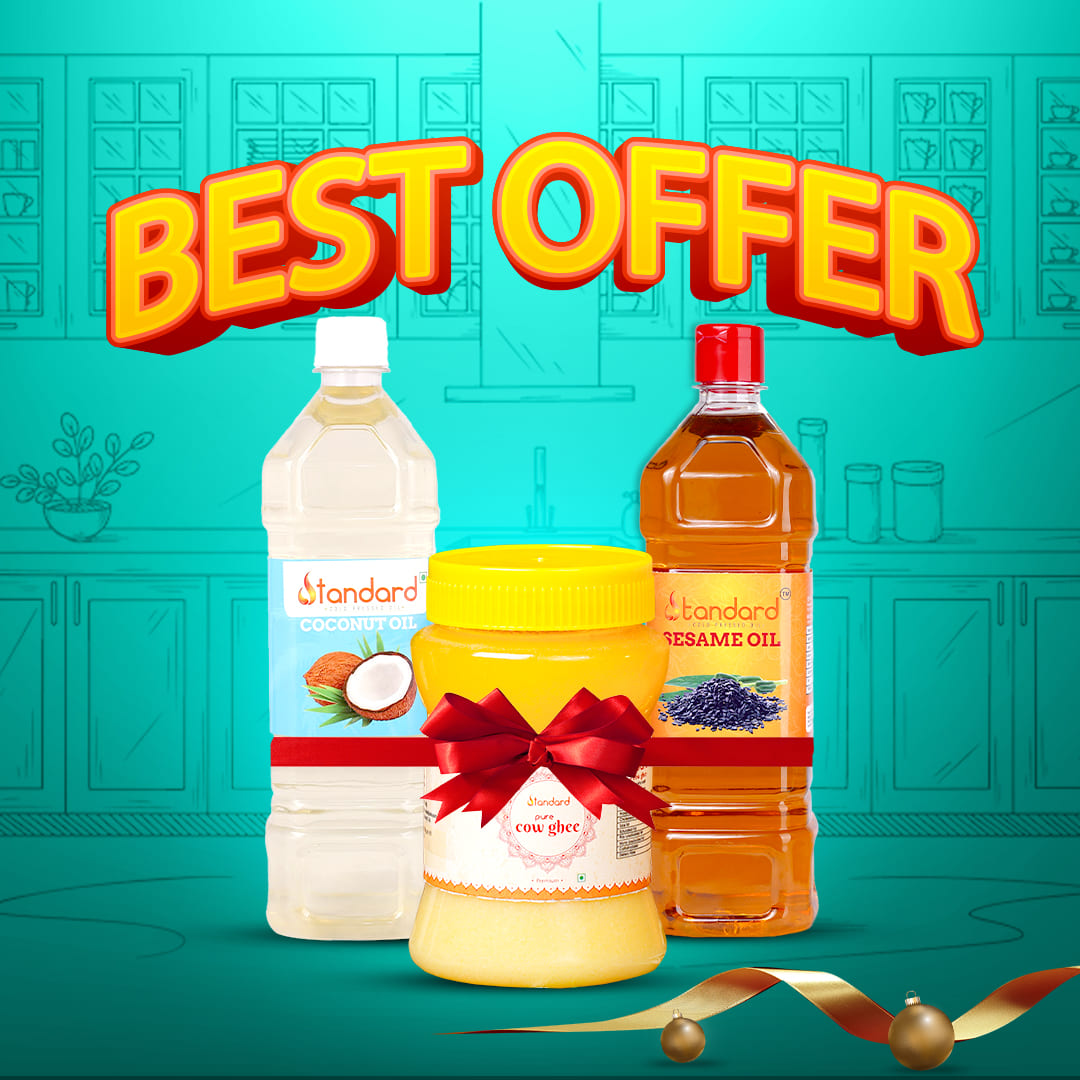 Premium Wooden Cold Pressed Oils & Cow Ghee Set