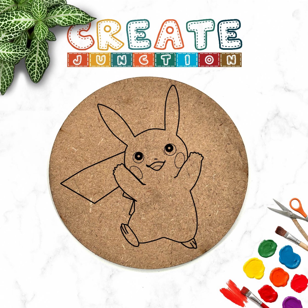 Pikachu MDF Premarked Base | Pokemon Cartoon Craft(Set of 5)