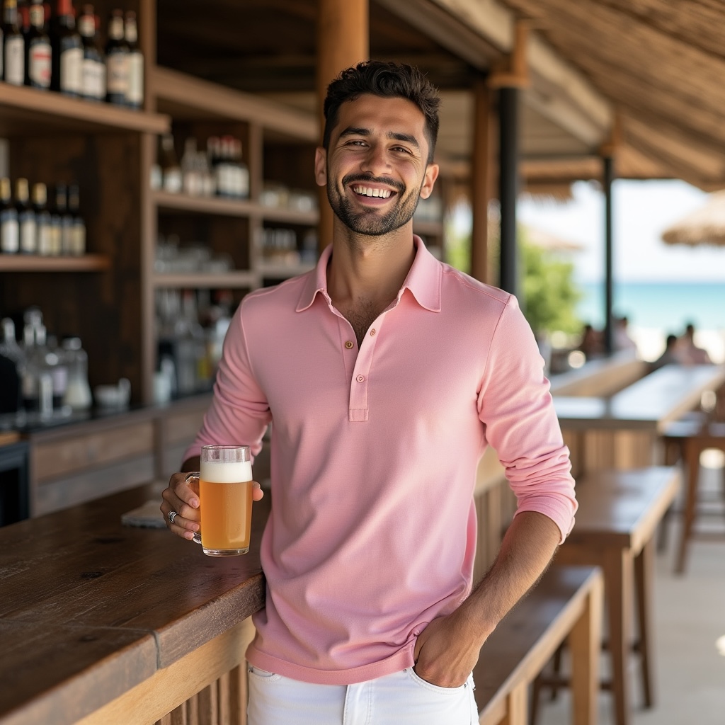 Powder Pink Long Sleeve Jersey Polo - Shop Now