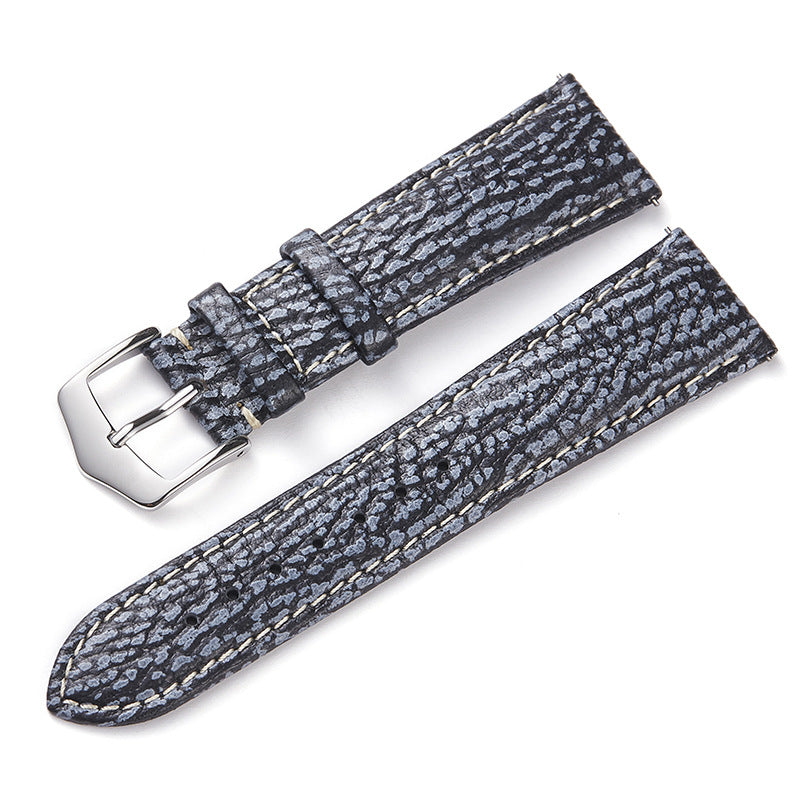 Shark Skin Pattern Leather Strap - Light Grey