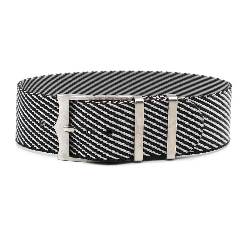 Premium Black and White Single Pass Strap | Watch Accessories