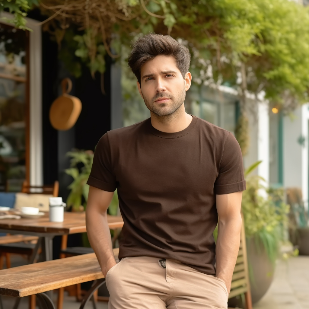 Walnut Brown Cotton Crew Neck | Men | Round Neck T-Shirt