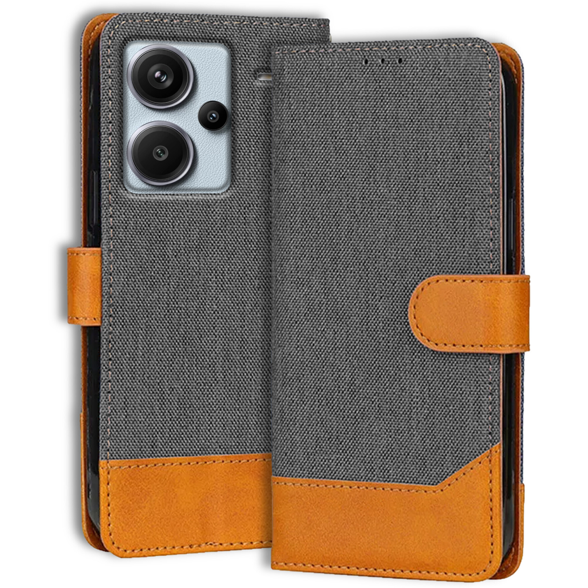 Leather Back Denim Flip for Redmi Note 13 Pro Plus 5G | Dual Tone ...