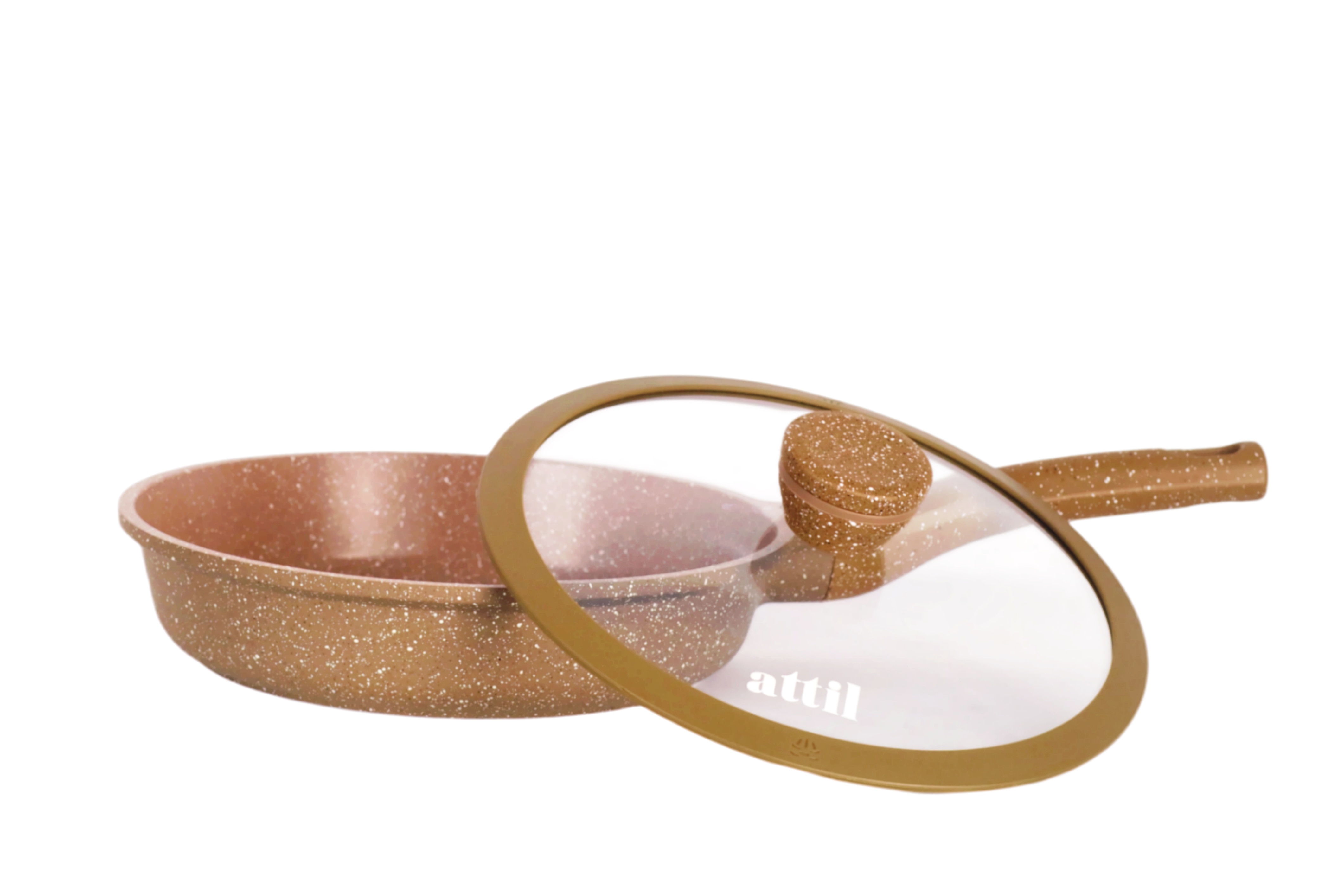 Granite Non-Stick Frying Pan with Glass Lid and Silicone Spatula - for Gas and Induction stoves ...