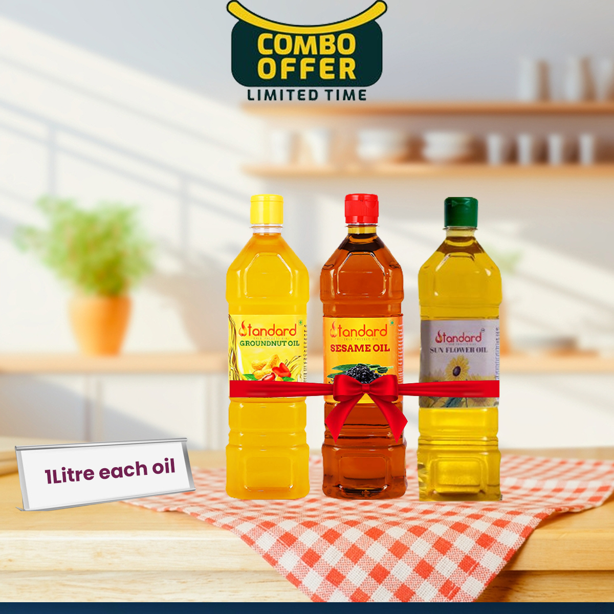 South Indian Cooking Oil Combo Pack: Wooden Cold Pressed Groundnut ...