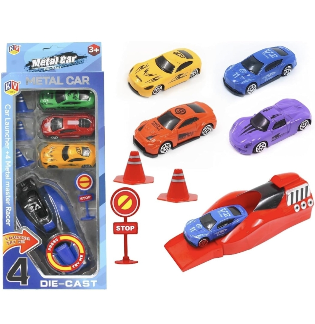 4 pcs Rapid Launcher Play Set Toy with Die Cast Metal Stunt Car and ...