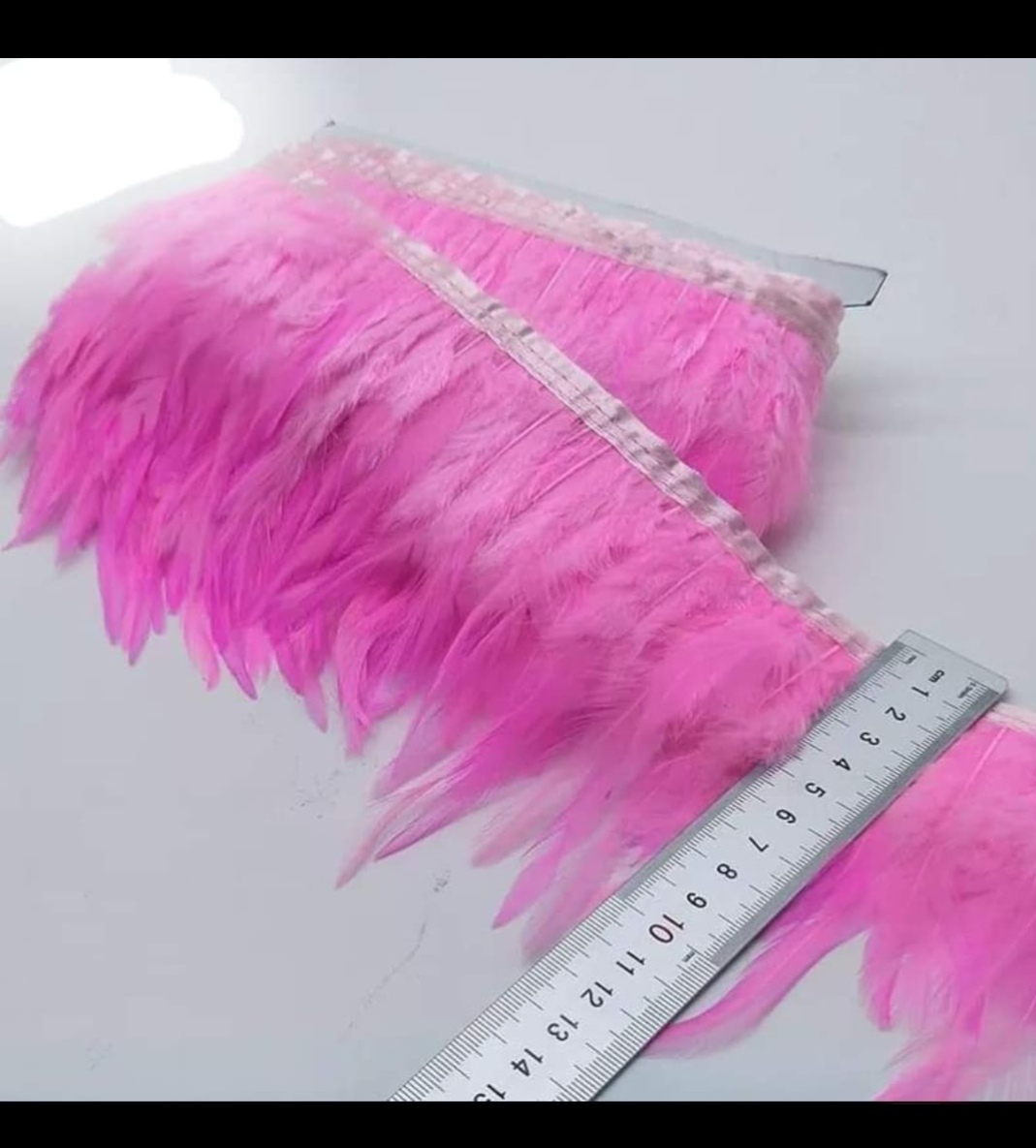 Saddle feather lace 5 inches 9 mtr (white dyeble) - feather traders
