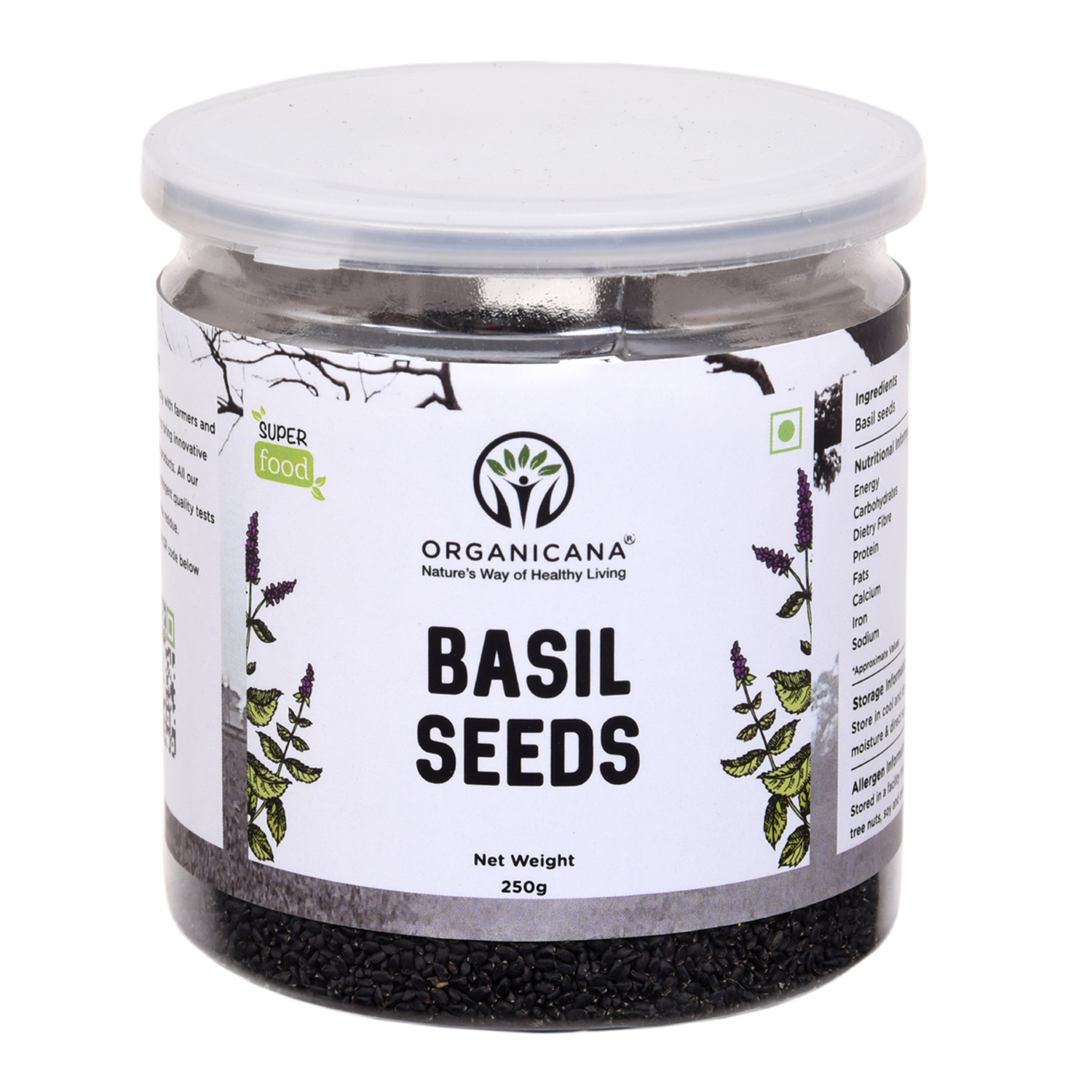 Raw Basil Seeds (Sabja) 250gm - Premium Quality