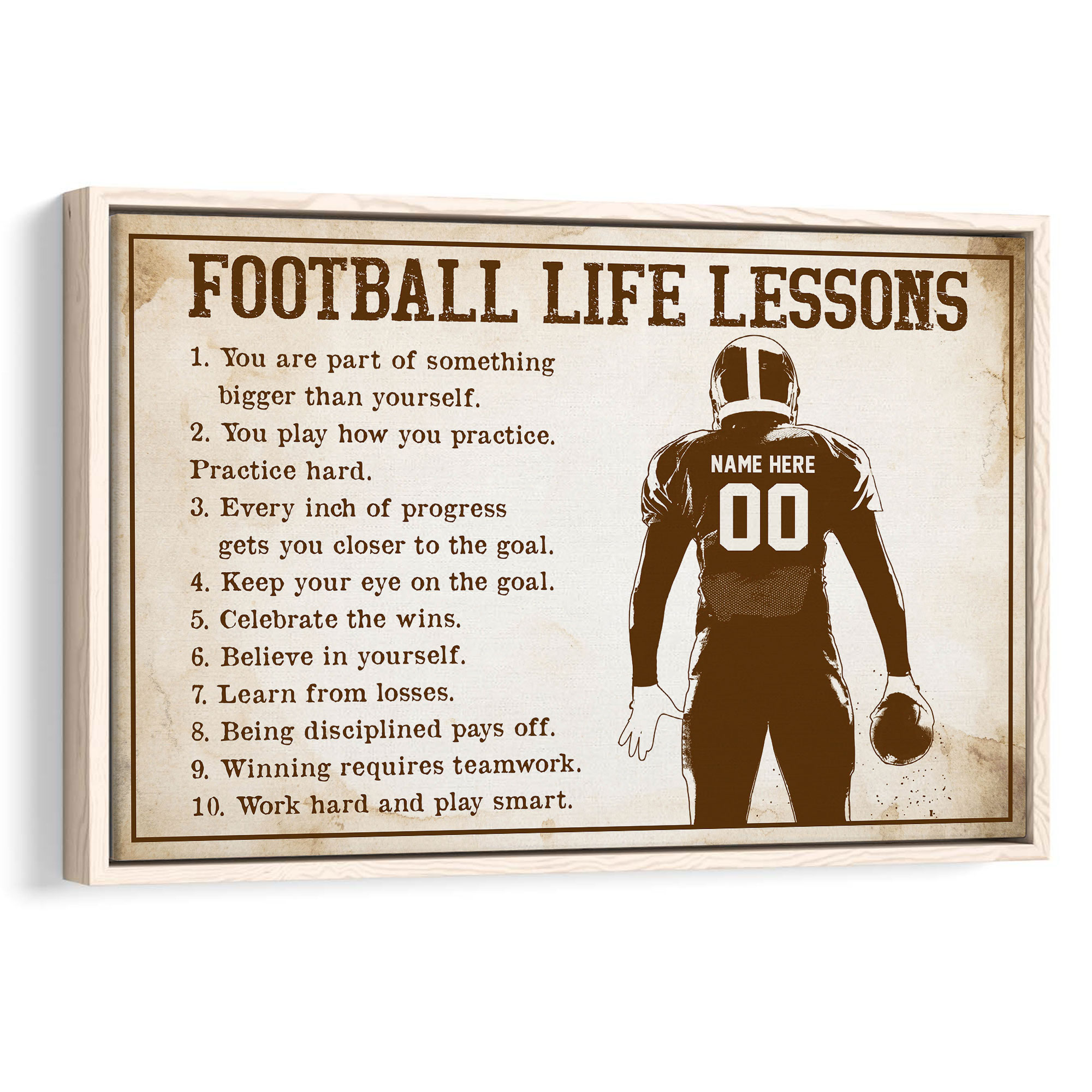 TALATAKA custom football life lessons sports gifts for football player ...