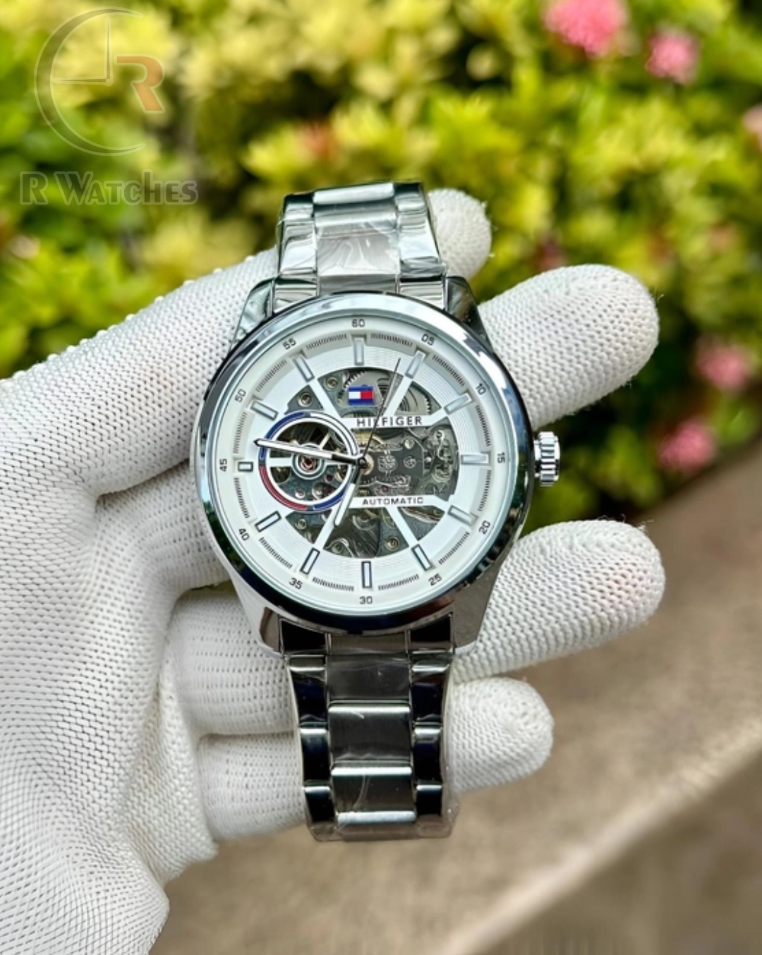(OS2) Tommy Hilfiger Automatic silver white - R WATCHES NGP