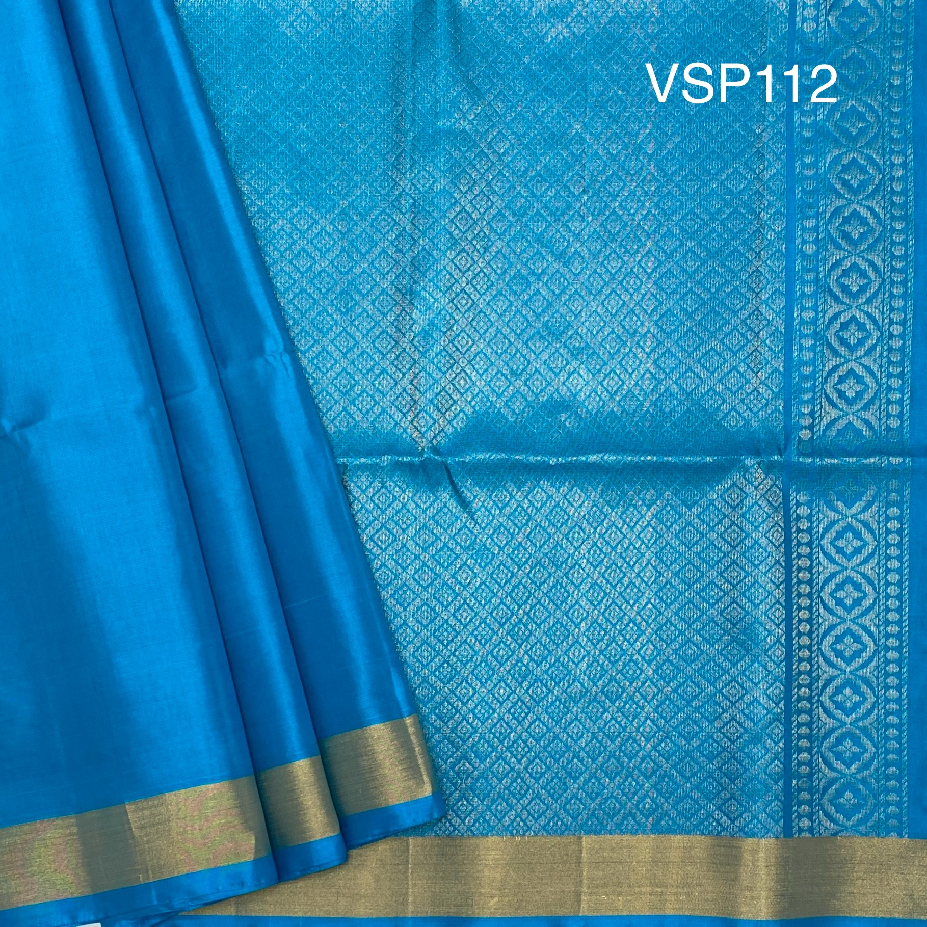 VSP112 - copper sulphate blue color body,pallu , blouse - Pure silk ...