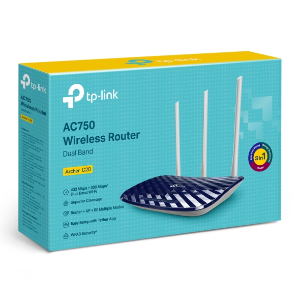 TP-Link AC750 Dual Band Wireless Cable Router | Archer C20