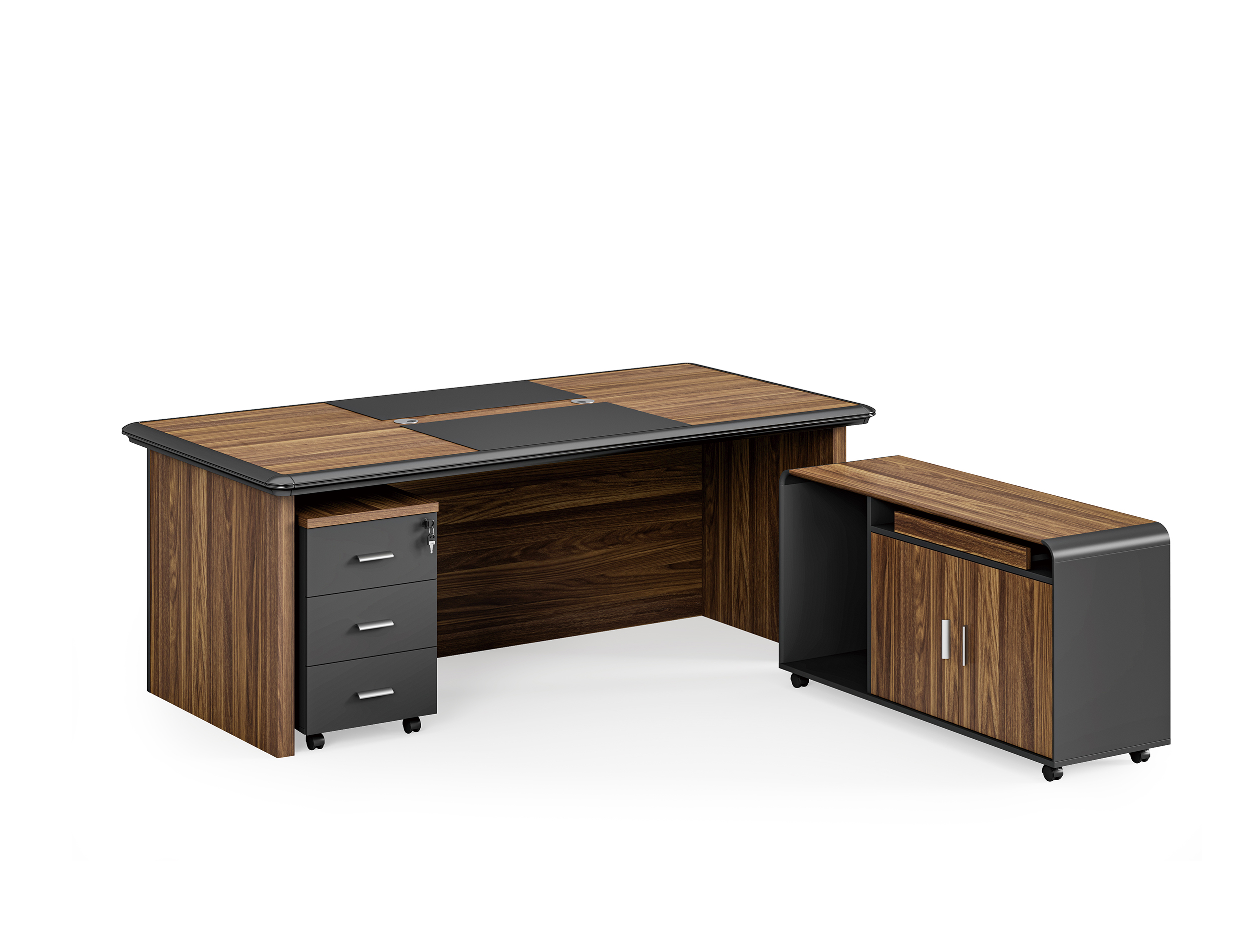 Model KM-138 Office Table in Walnut+Grey Colour