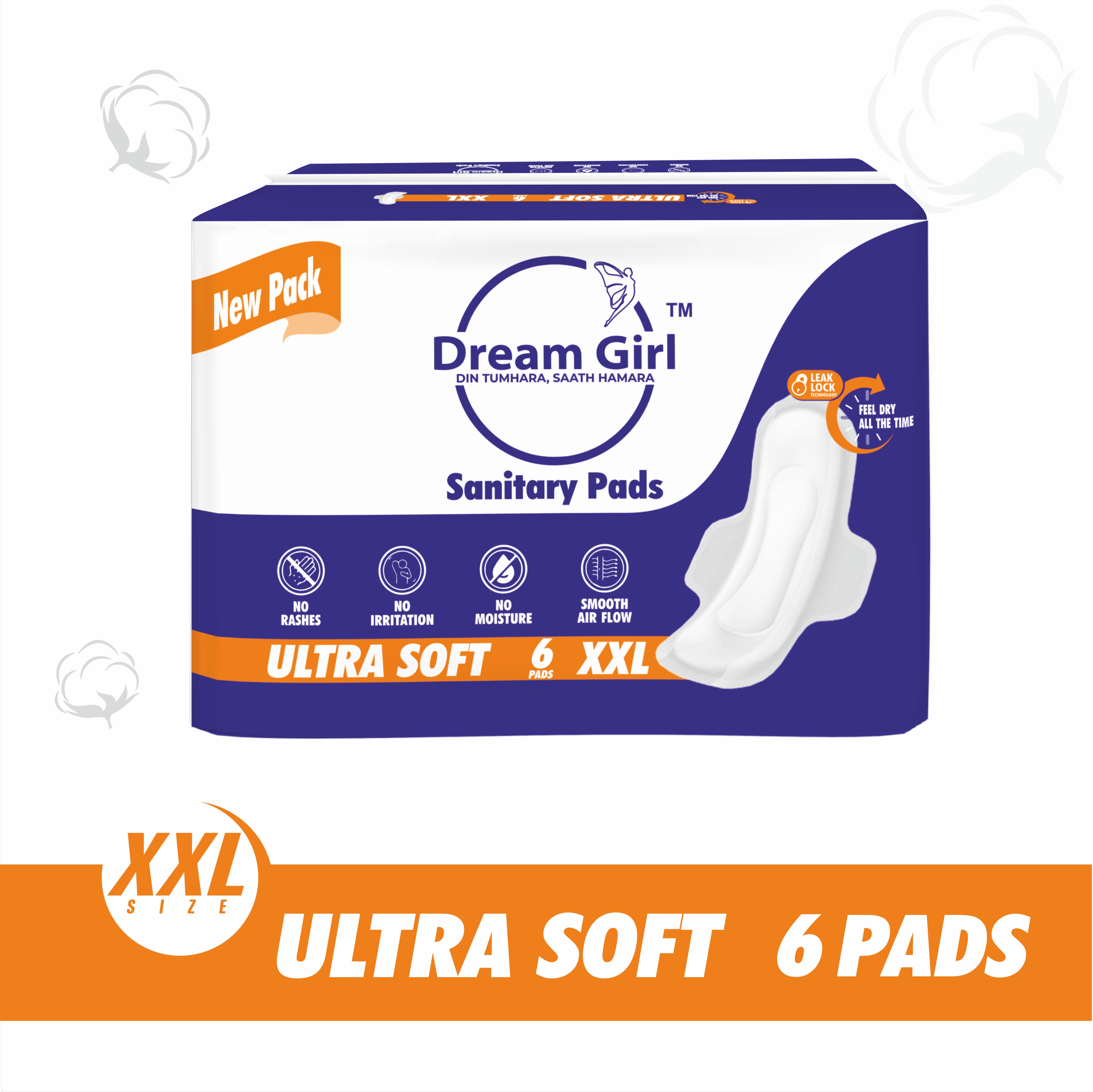 Dream Girl Ultra Soft Sanitary Pad (Xxl size)- Rash Free Pads, Anti ...