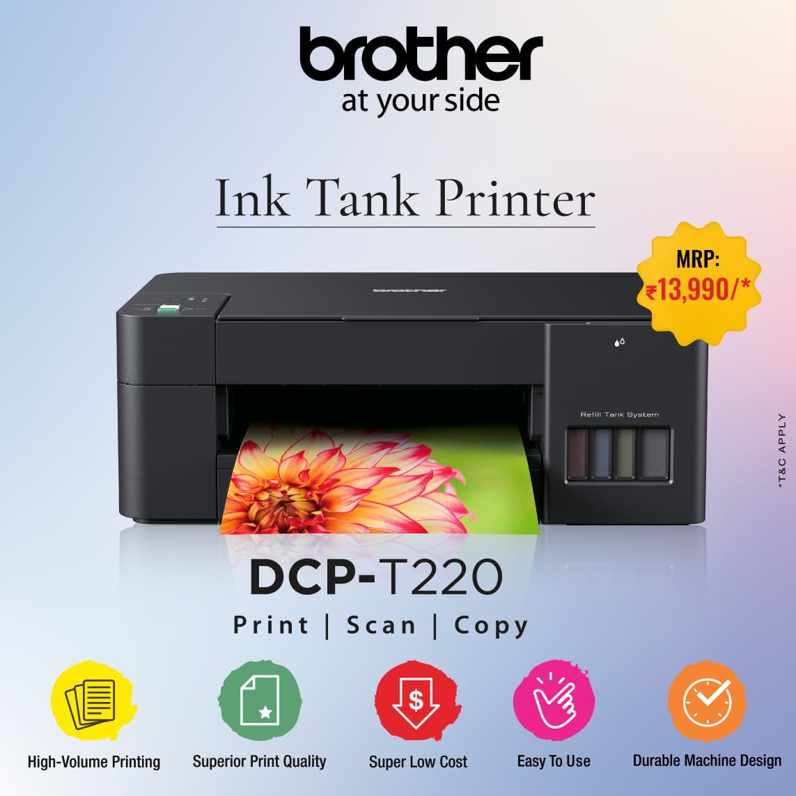 Brother DCP-T220 inkTANK MFP - Print, Scan & Copy