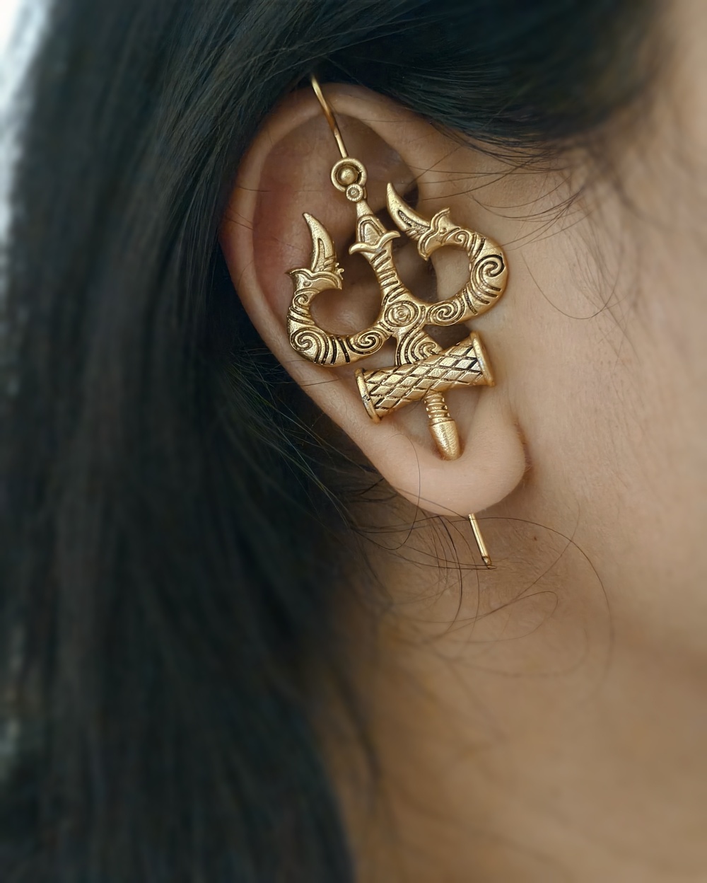 Trishul Golden Earcuff - Naira Collections