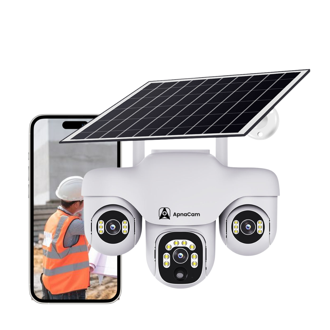 ApnaCam 15MP 4G Solar Powered 3 Lens PTZ Camera | Full HD Outdoor ...