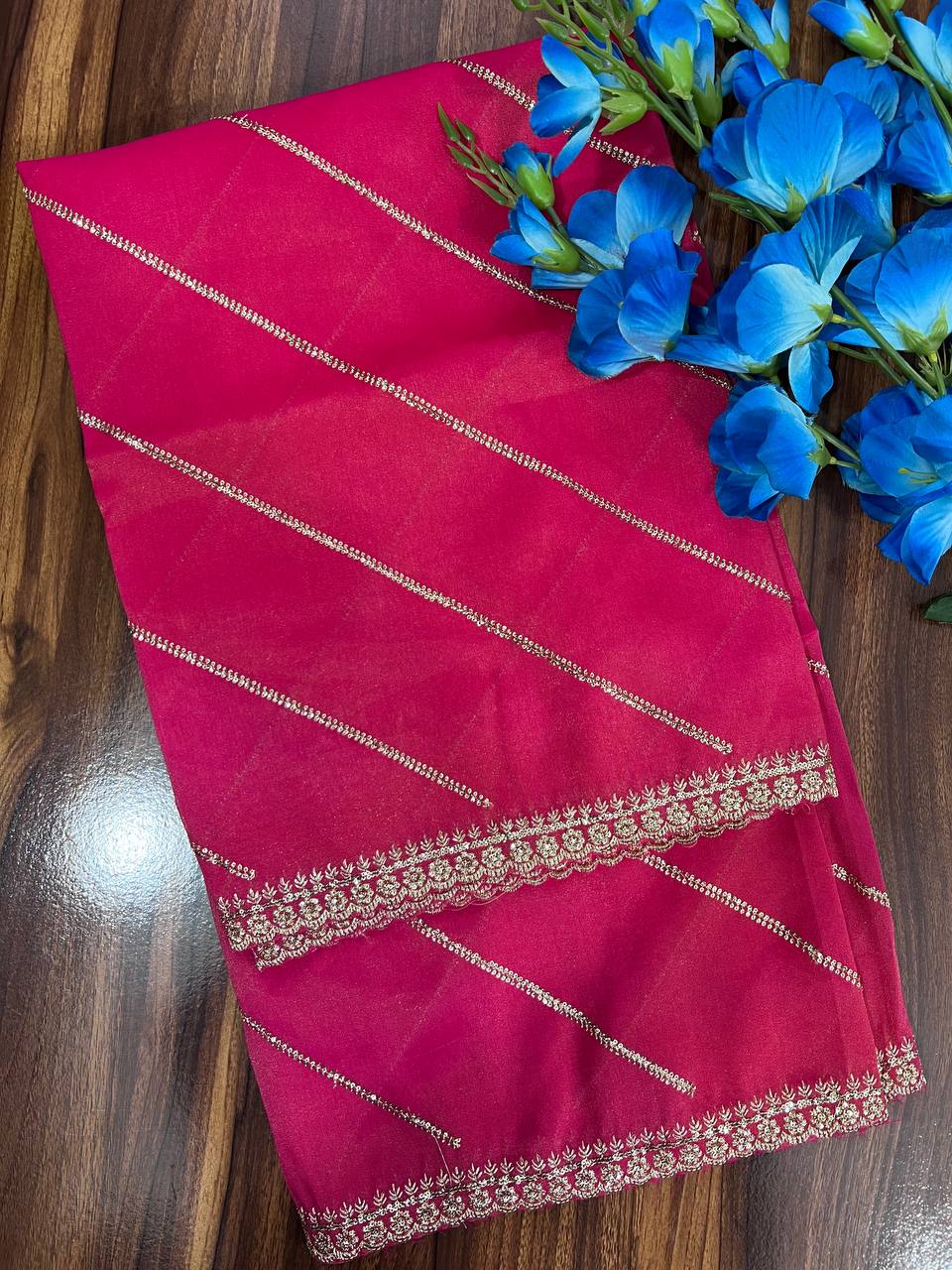 Designer Cosmos Tissue Silk Dupatta all over sequins work with cutwork ...