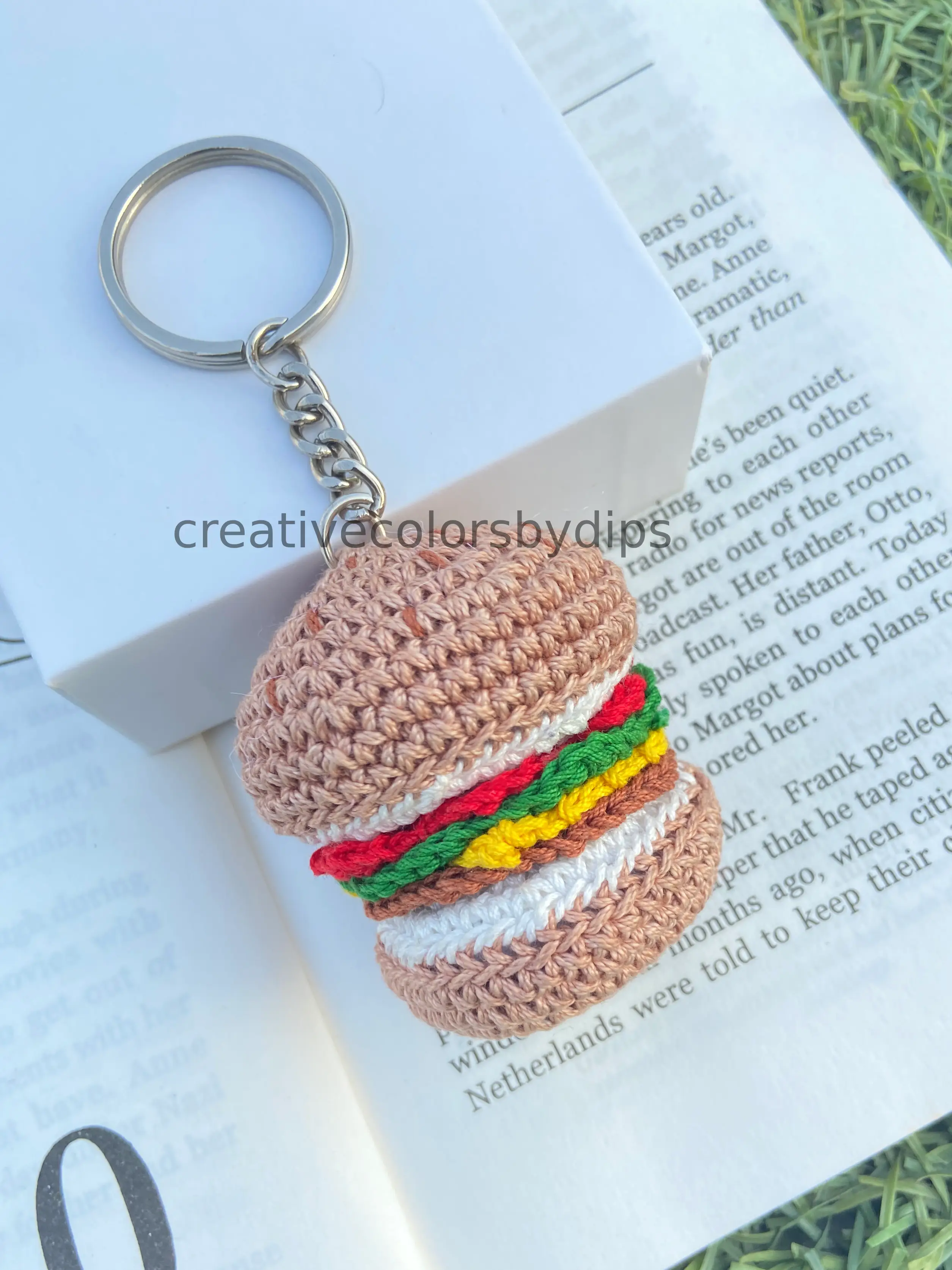 Handmade Hamburger Crochet Keychain - Unique & Cute