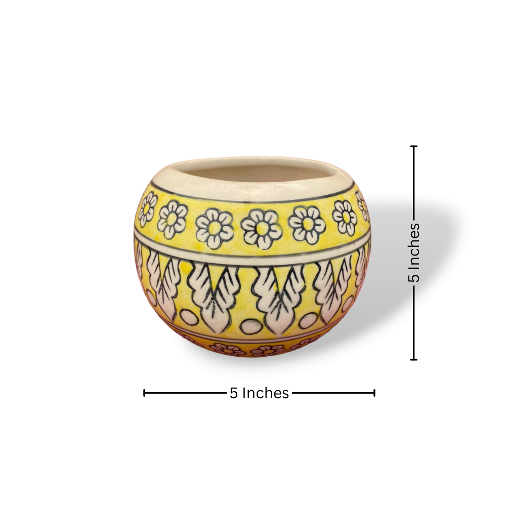 Unique Handpainted Ball Pot - Artistic Home Decor