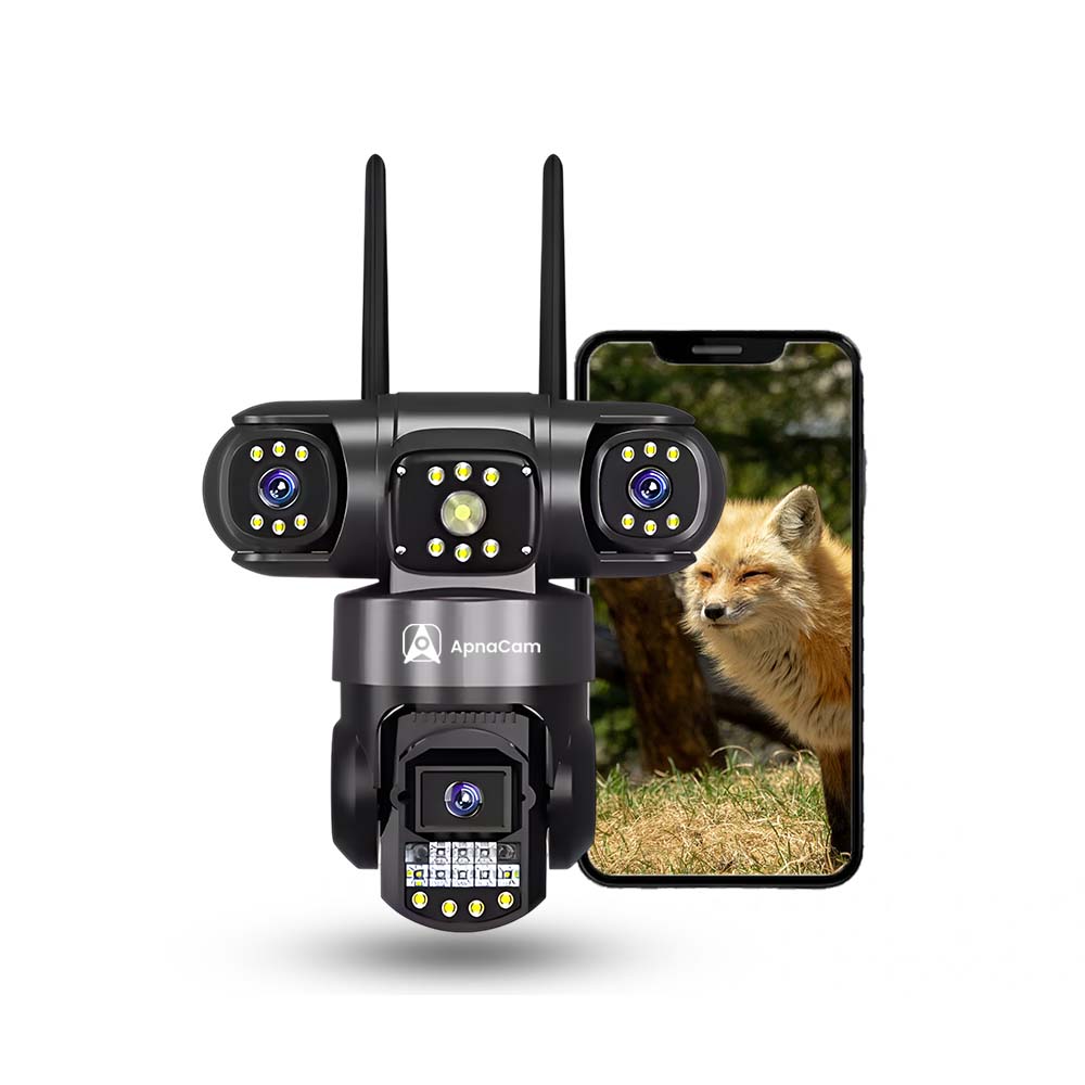 ApnaCam 4G 5MP Sim Base 3 Lens CCTV Camera PTZ/Security Camera, Water ...
