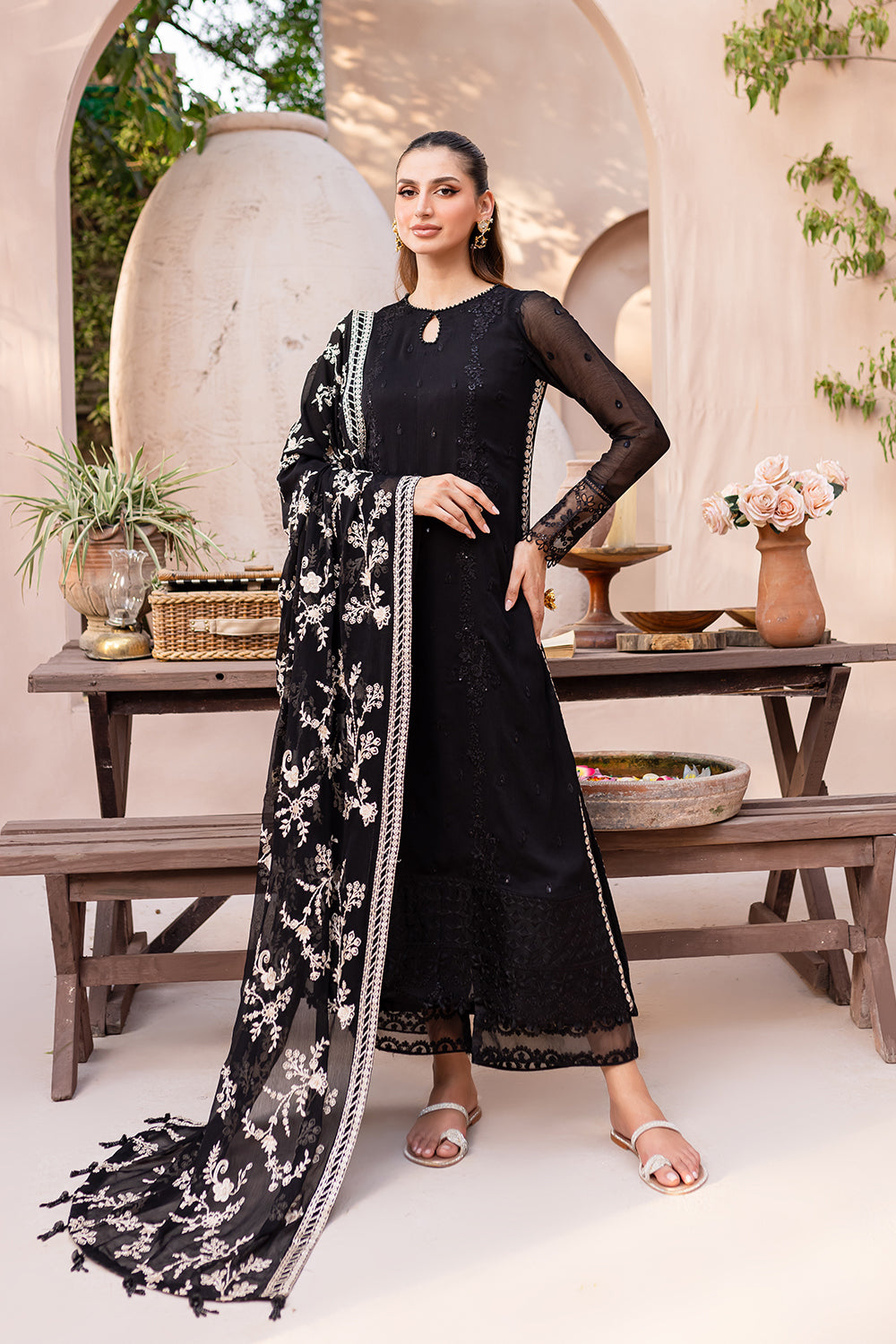 Black Embroidery Georgette Pakistani Suit For Women