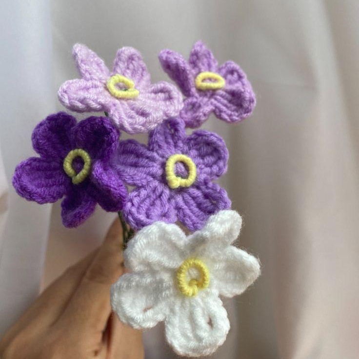 Crochet Forget Me Nots Stick - CrochyKnots
