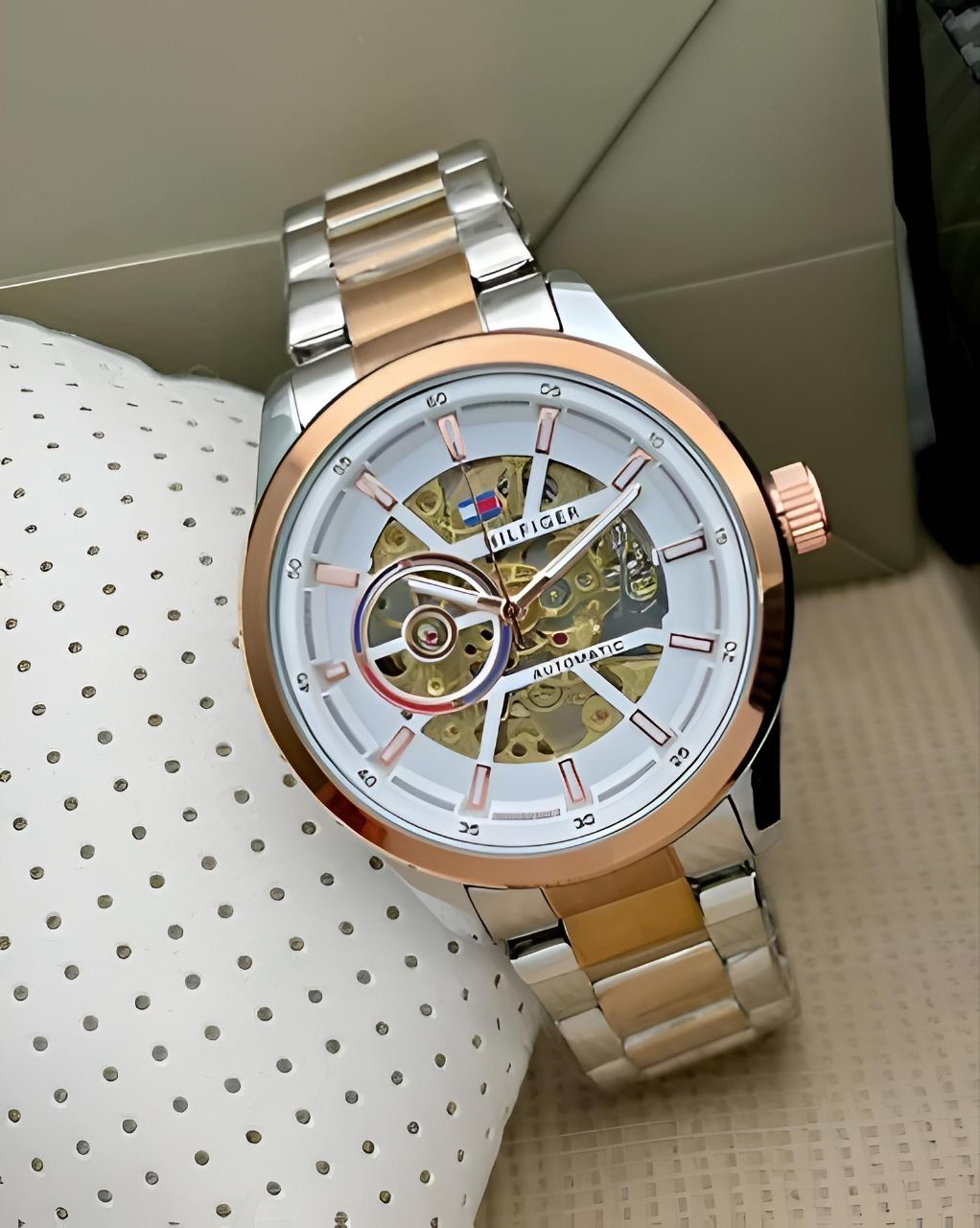 Tommy Hilfiger automatic dual tone white dial - R watches ngp