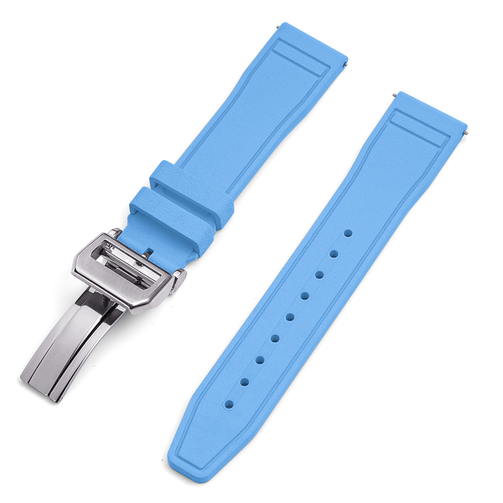 Light Blue Aviator FKM Rubber Strap - Premium Quality