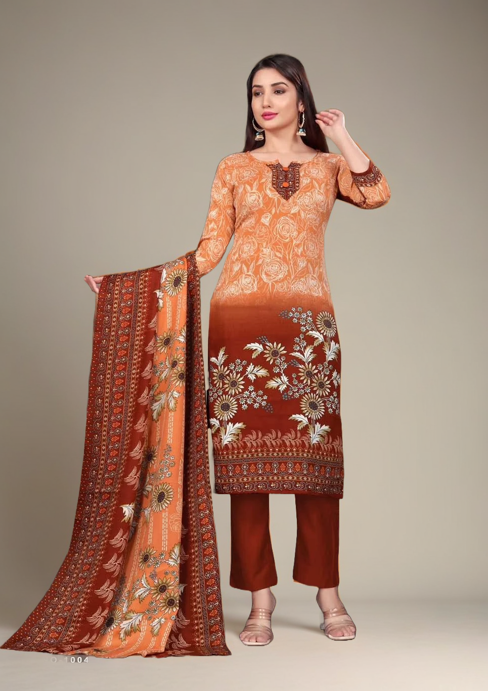 Unstitched Crystal Winter Suit | Fancy Flower | Little Sparkle | Suit ...