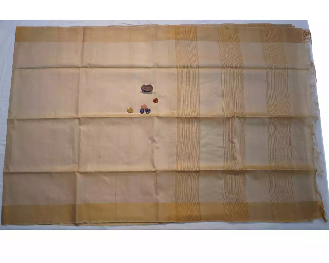 natural colour desi tusser silk hand-woven saree - Latashri Handlooms