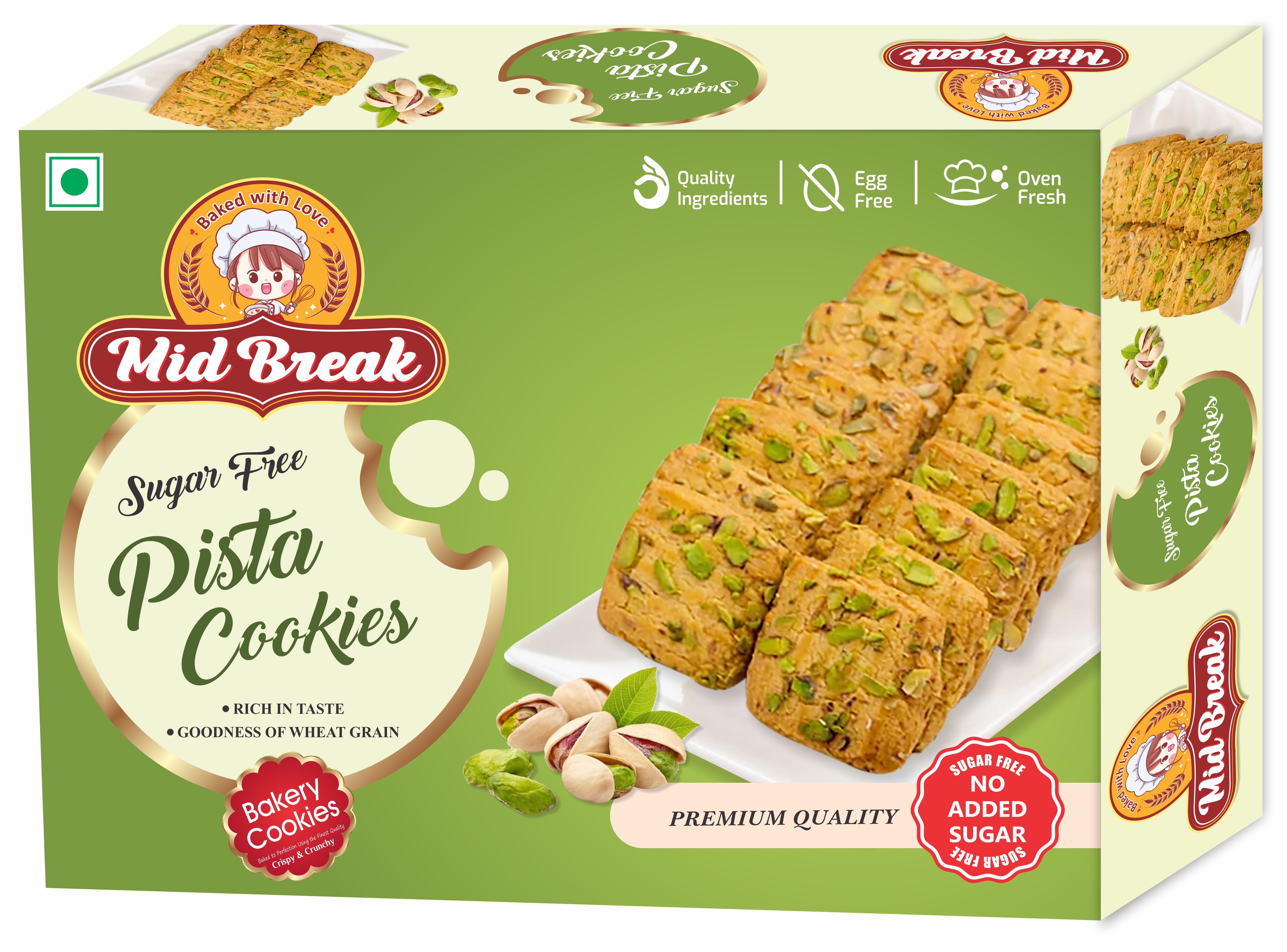 Sugar Free Pista Cookies - MidBreak
