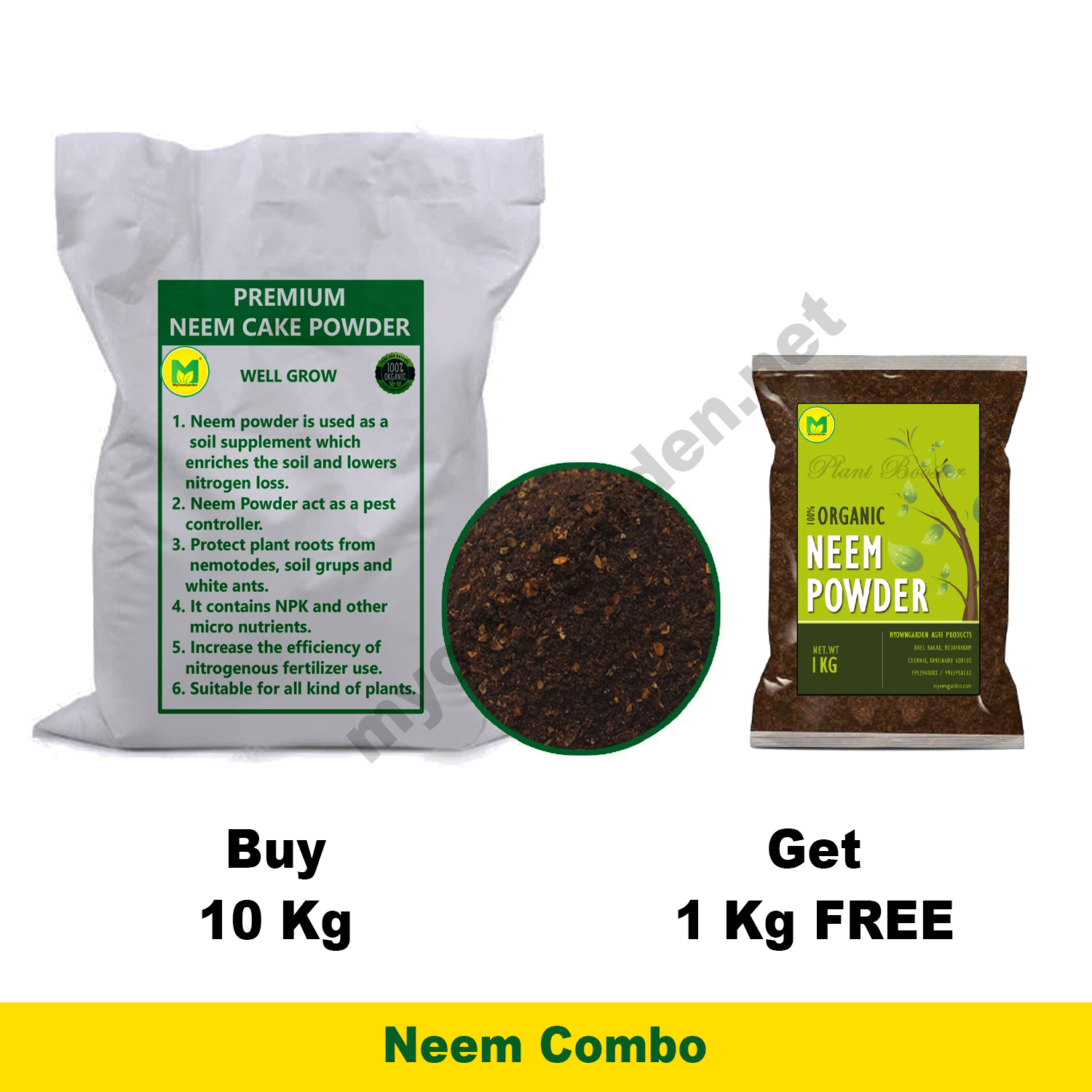 Premium Neem Cake Powder 10kg Combo - Organic Fertilizer