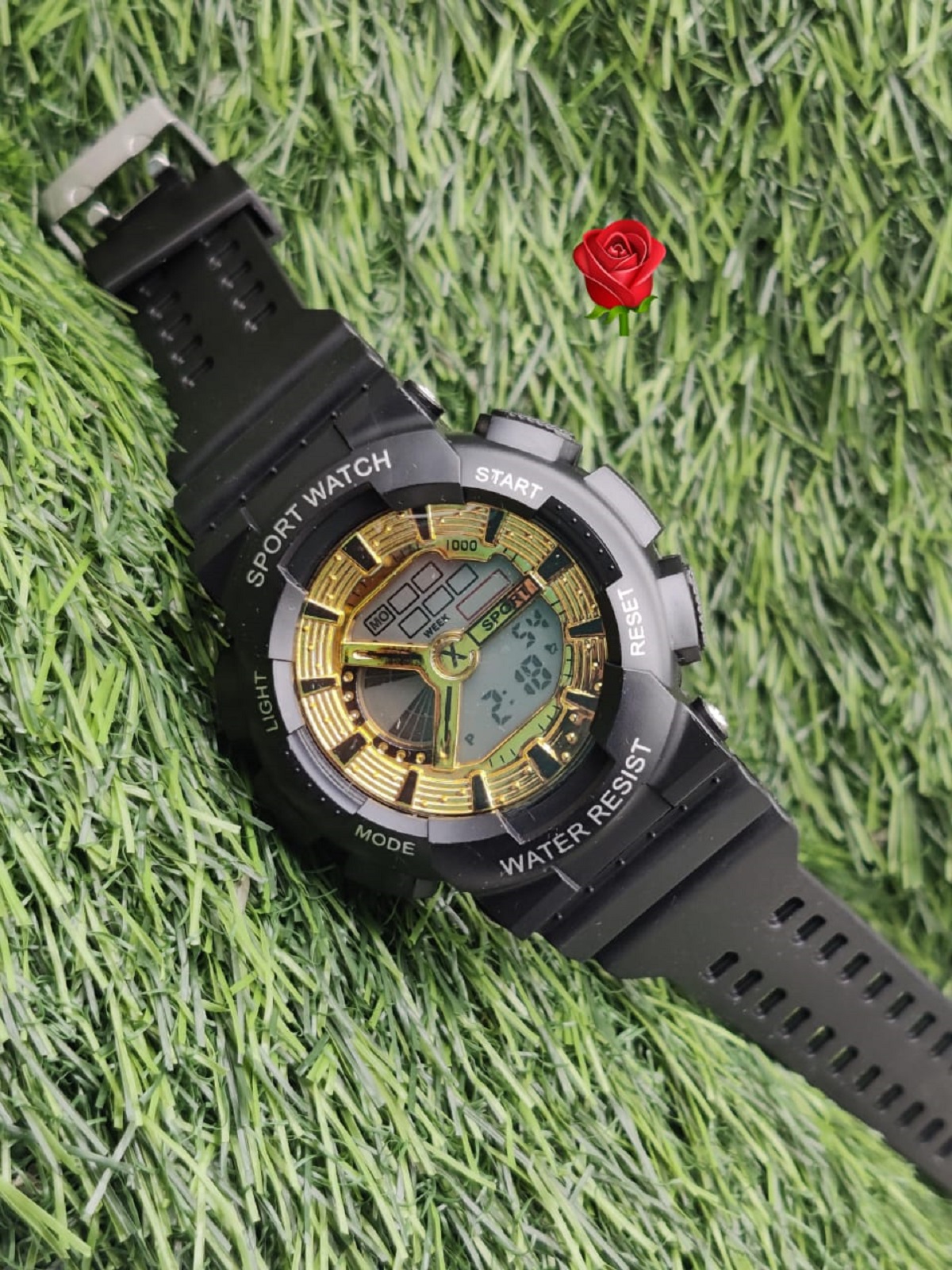 Premium Black & Golden Dial Sports Watch for Men