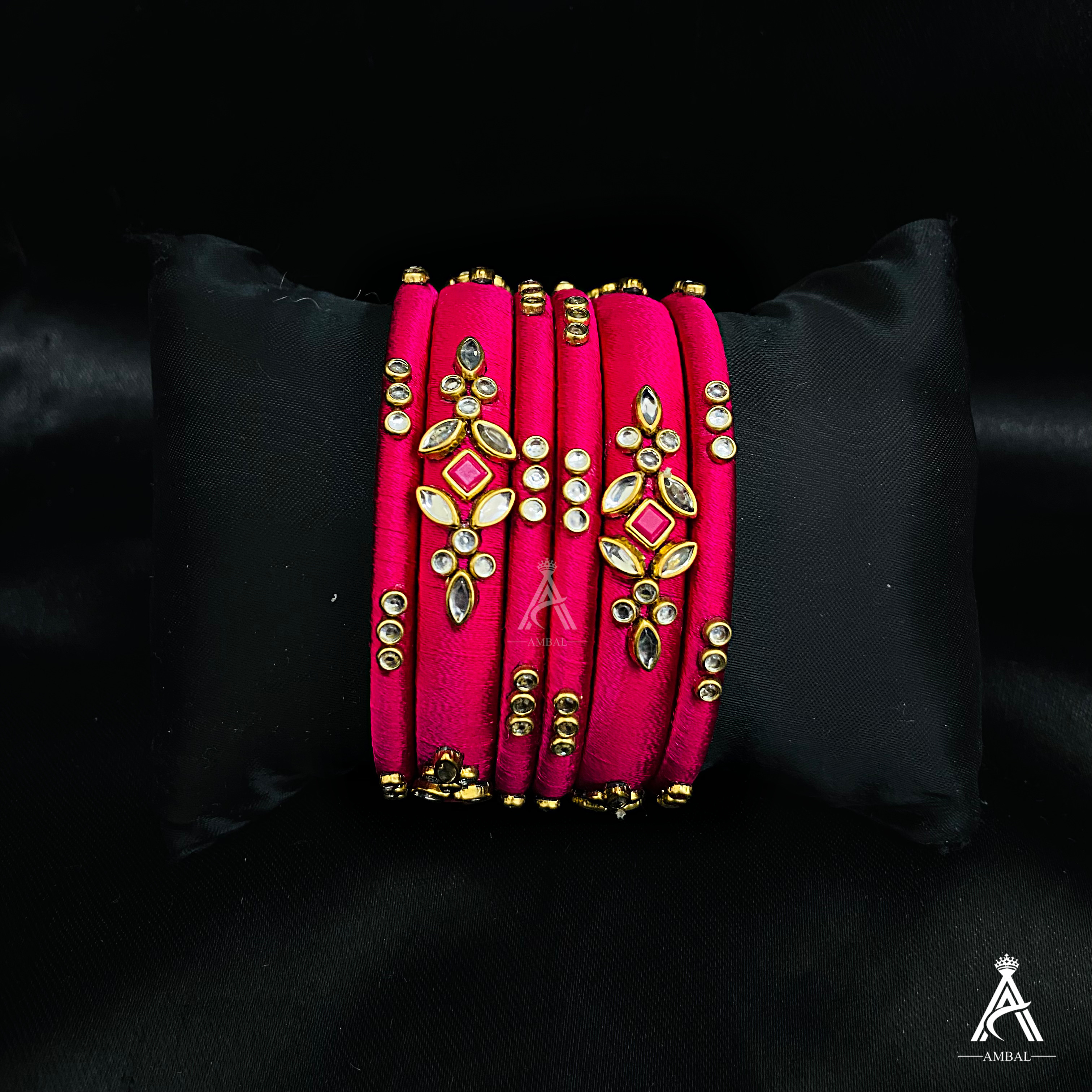 Simple Designed Kundan Worked Silkthread Bangle Set - BMB0290 - Ambal ...