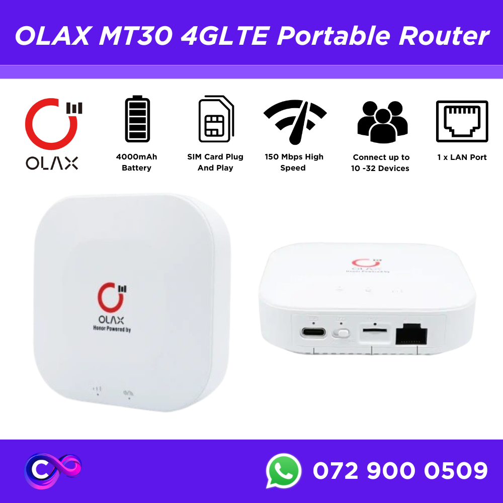 OLAX MT30 4G LTE Pocket Wi-Fi Router – 4000mAh Battery, Ethernet Port ...